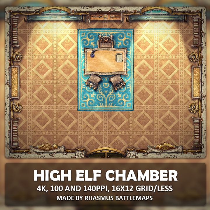 3D Printable High Elf Chamber Map by Rhasmus Battlemaps