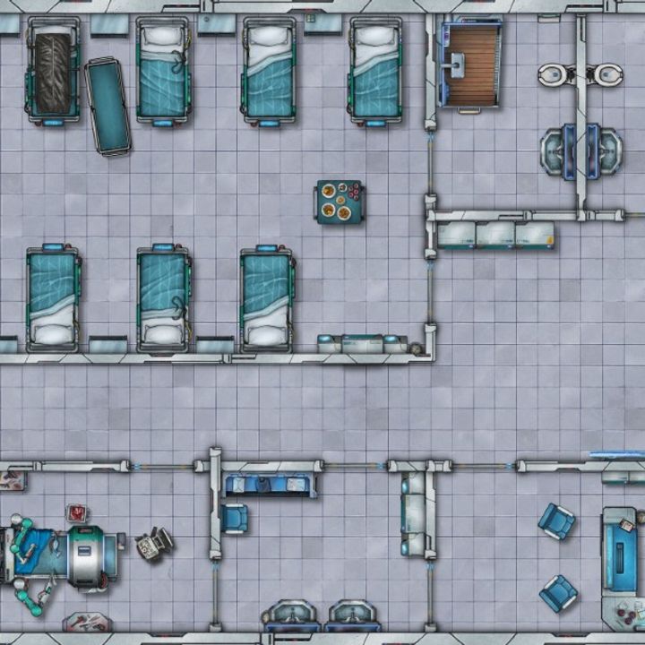 3D Printable Hospital Section 1 Map by Rhasmus Battlemaps