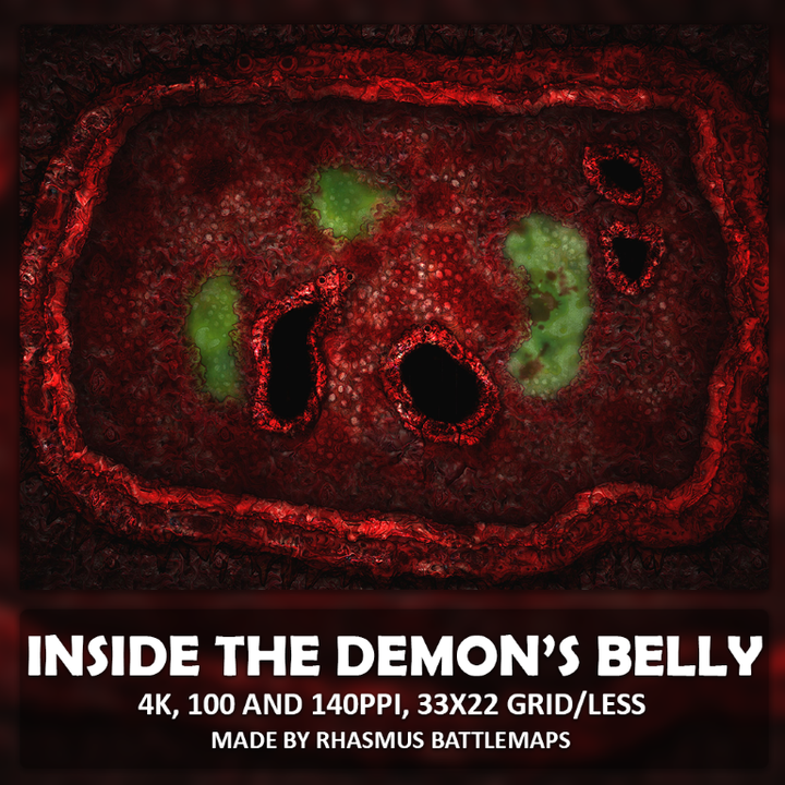 3D Printable Inside the Demon's Belly Map by Rhasmus Battlemaps