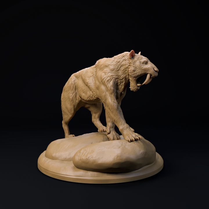 3D Printable Smilodon 32mm scale pre-supported prehistoric animal by ...