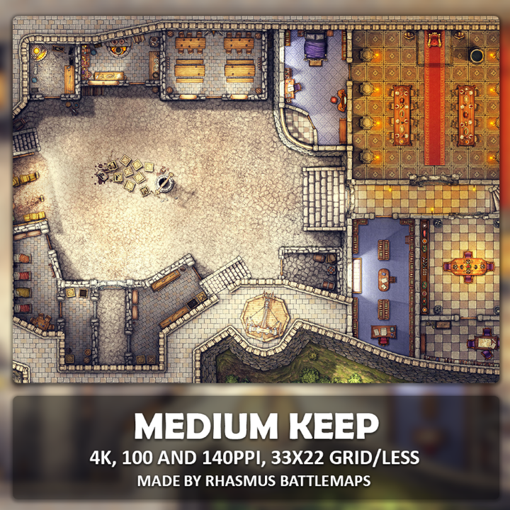 3D Printable Medium Keep Map by Rhasmus Battlemaps