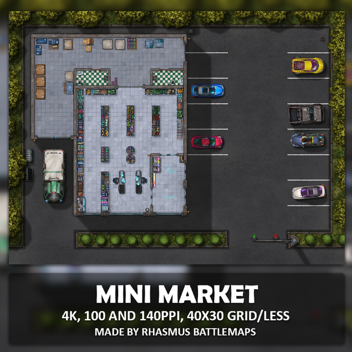 3D Printable Minimarket Map by Rhasmus Battlemaps