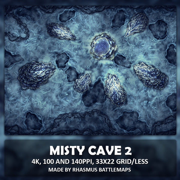 3D Printable Misty Cave V2 Map by Rhasmus Battlemaps