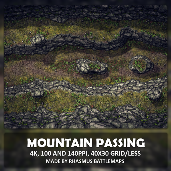 3D Printable Mountain Passing Map by Rhasmus Battlemaps
