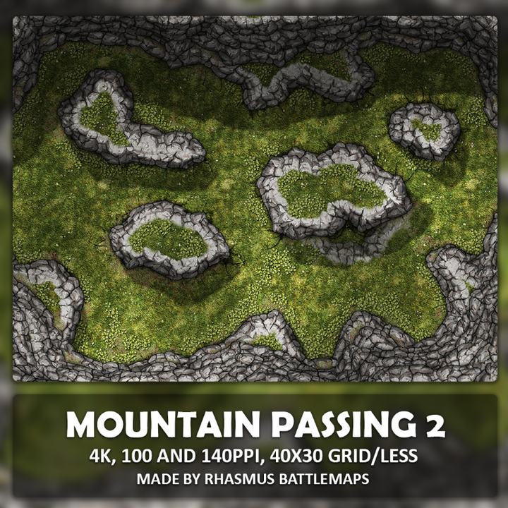 3D Printable Mountain Passing V2 Map by Rhasmus Battlemaps