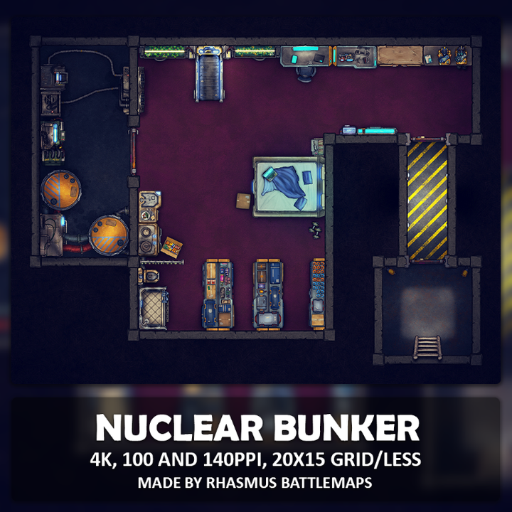3D Printable Nuclear Bunker Map by Rhasmus Battlemaps
