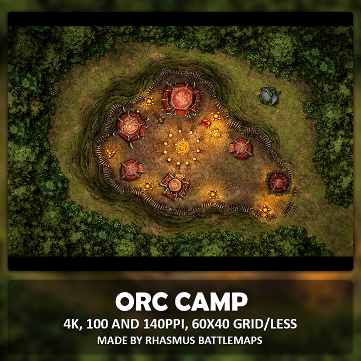 3D Printable Orc Camp Map by Rhasmus Battlemaps