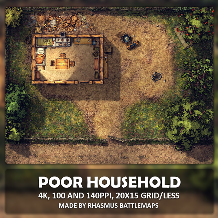 3D Printable Poor Household Map by Rhasmus Battlemaps