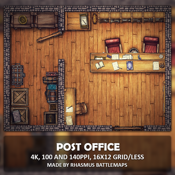 3D Printable Post Office Map by Rhasmus Battlemaps