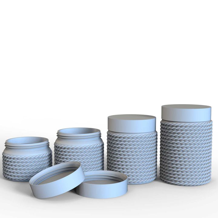 3D Printable Set of 4 Storage Boxes with Screw Caps - 3D Printing STL ...