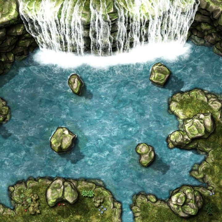 3D Printable Relaxing Waterfall Map by Rhasmus Battlemaps