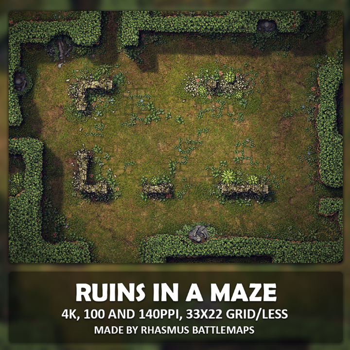 3D Printable Ruins in a Maze Map by Rhasmus Battlemaps