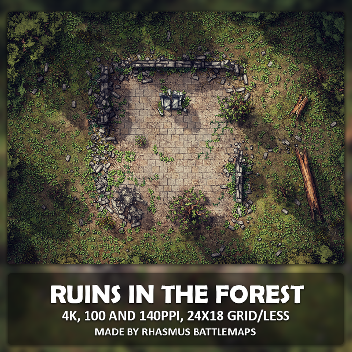 3D Printable Ruins in the Forest Map by Rhasmus Battlemaps