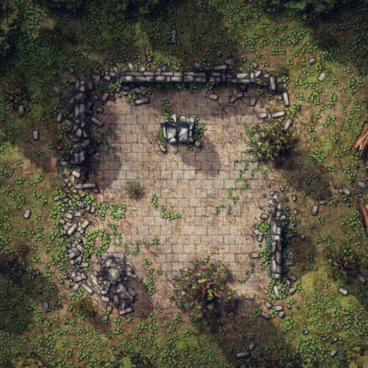 3D Printable Ruins in the Forest Map by Rhasmus Battlemaps