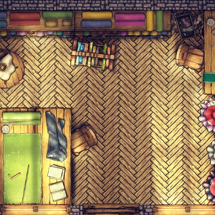 3D Printable Tailor Shop Map by Rhasmus Battlemaps