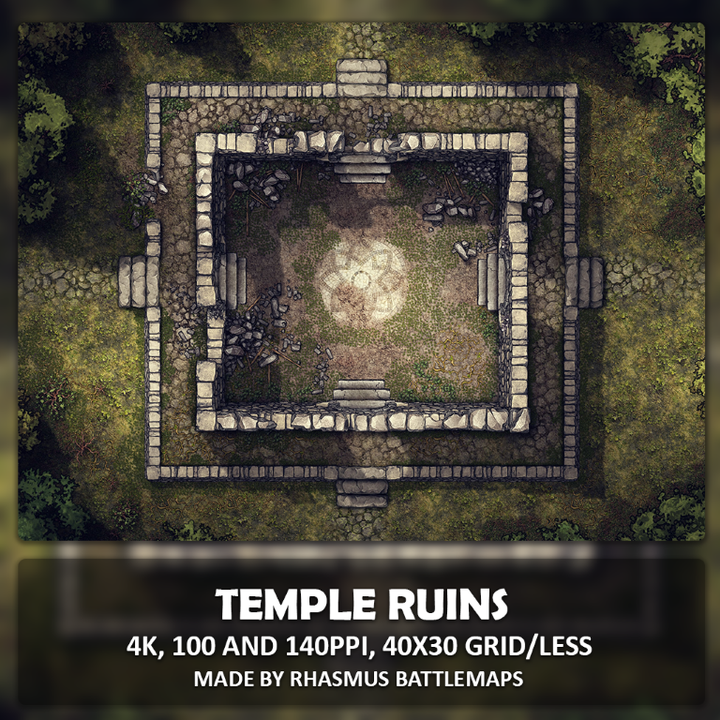 3D Printable Temple Ruins Map by Rhasmus Battlemaps