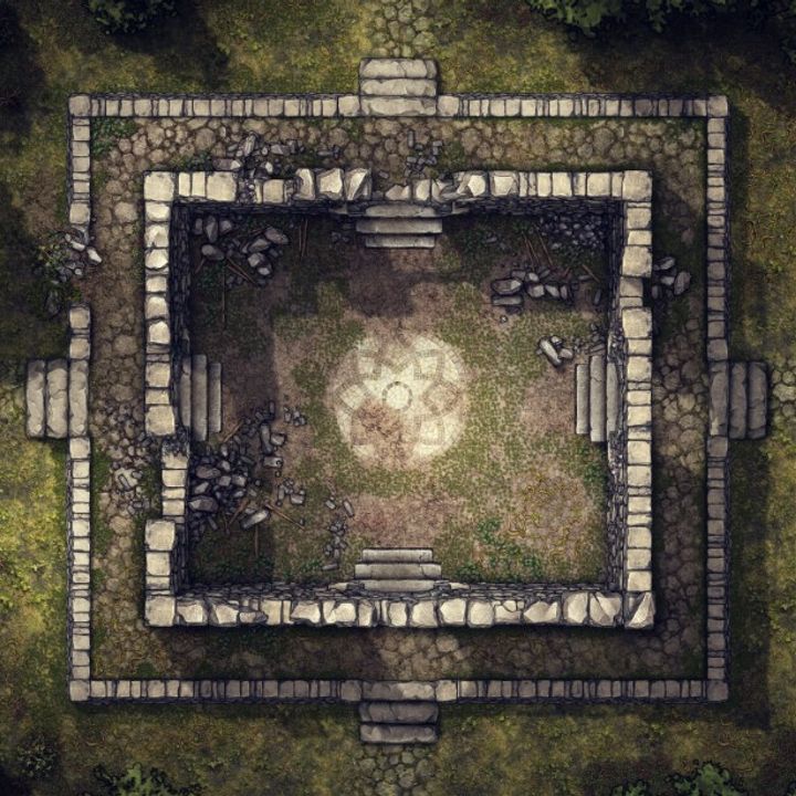 3D Printable Temple Ruins Map by Rhasmus Battlemaps