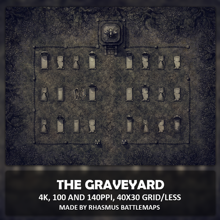 3D Printable The Graveyard Map by Rhasmus Battlemaps