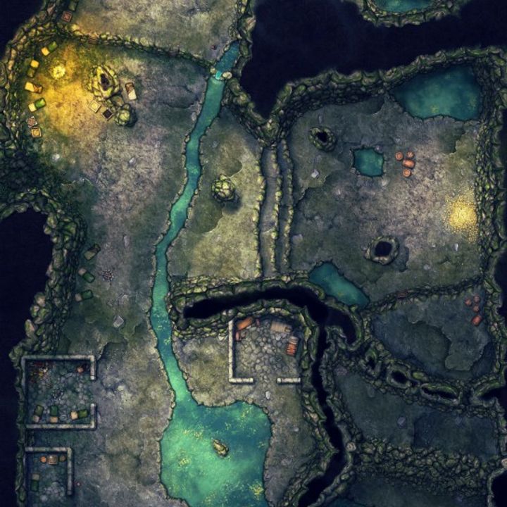 3D Printable Underground Camp Map by Rhasmus Battlemaps