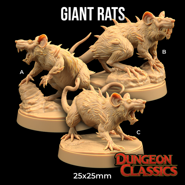 3D Printable Giant Rats | PRESUPPORTED | Dungeon Classics by Dungeon ...