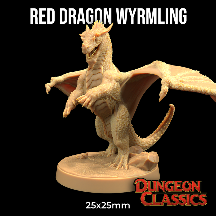 3D Printable Red Dragon Wyrmling | PRESUPPORTED | Dungeon Classics by ...