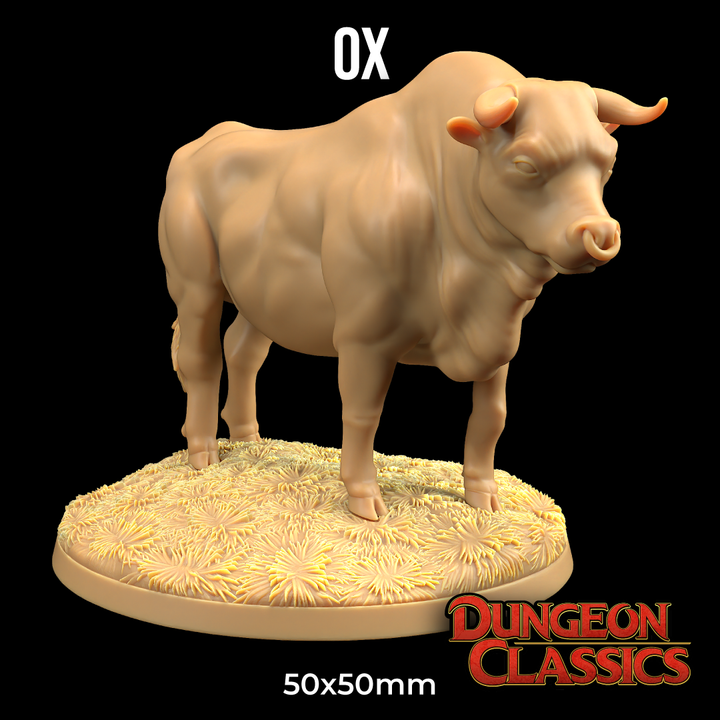 3D Printable Ox | PRESUPPORTED | Dungeon Classics by Dungeon Classics