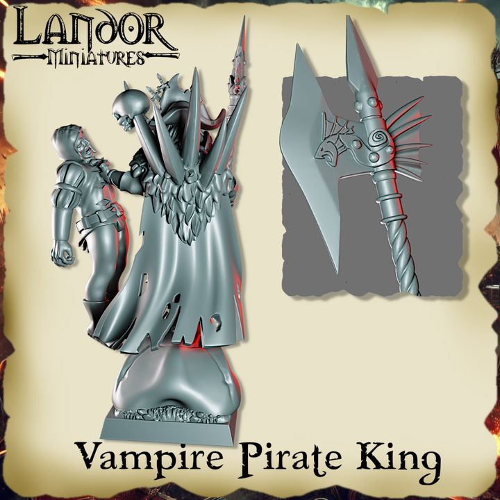 3D Printable Vampire Pirate King by Landor Miniatures