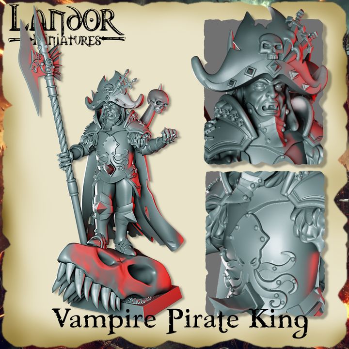 3D Printable Vampire Pirate King by Landor Miniatures