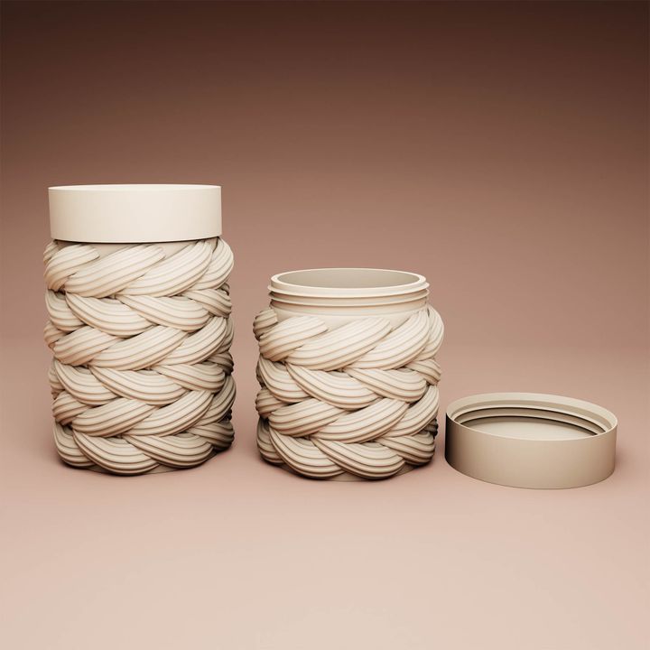 3D Printable Set of 2 Storage Boxes with Screw Caps - 3D Printing STL ...