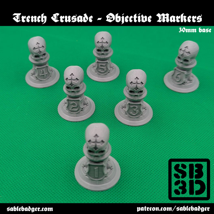 3D Printable Trench Crusade - Objective Markers by brander roullett