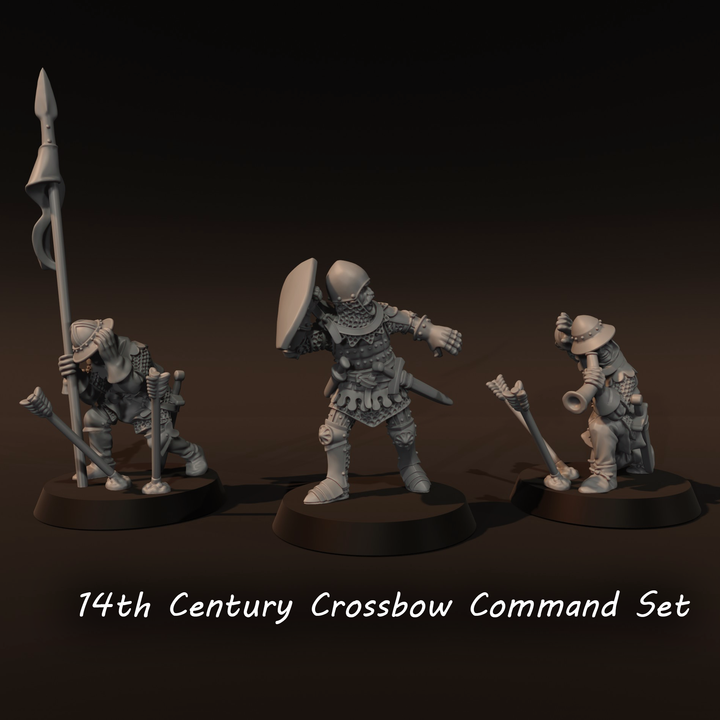 3D Printable 14th Century Crossbow Command Set by Medbury Miniatures