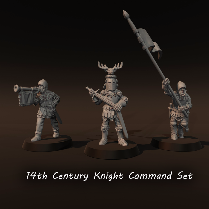 3D Printable 14th Century Knight Command Set by Medbury Miniatures