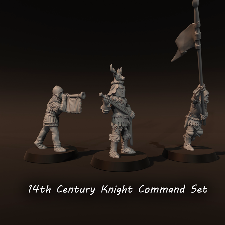 3D Printable 14th Century Knight Command Set by Medbury Miniatures