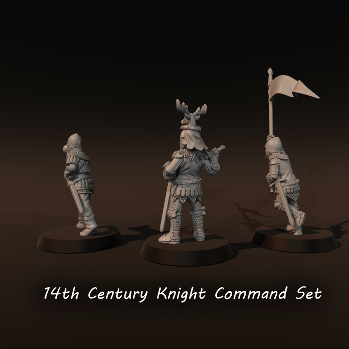 3D Printable 14th Century Knight Command Set by Medbury Miniatures