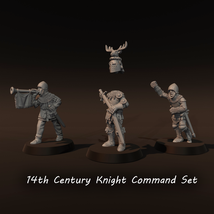 3D Printable 14th Century Knight Command Set by Medbury Miniatures