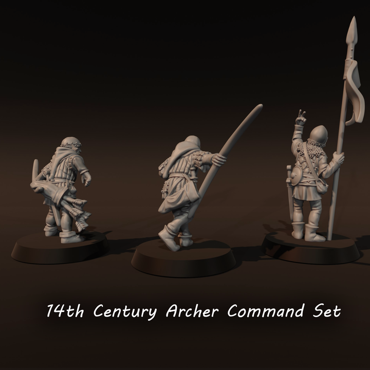 3D Printable 14th Century Archer Command Set by Medbury Miniatures