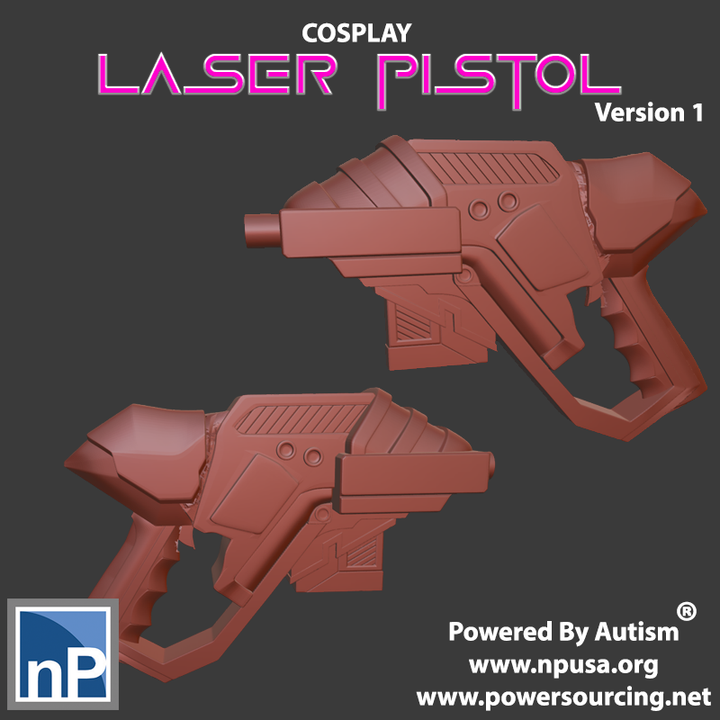 3D Printable Cosplay Laser Pistol by nonPareil Institute