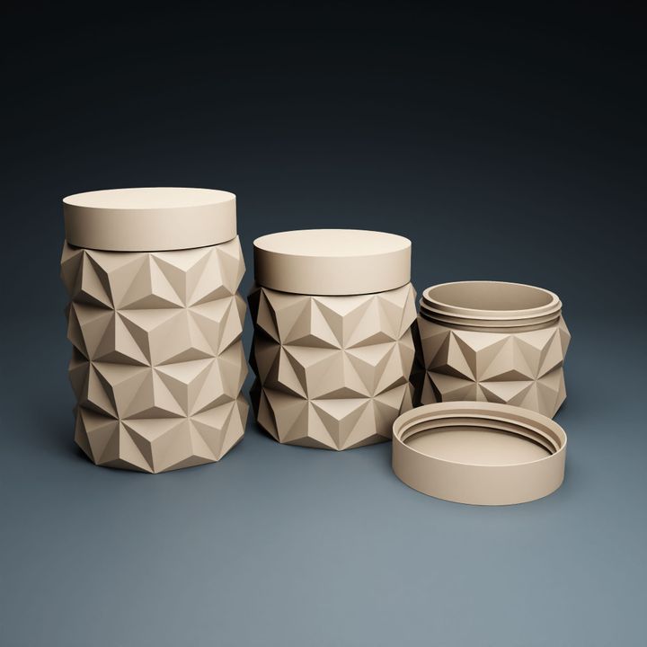 3D Printable Set of 3 Storage Boxes with Screw Caps - 3D Printing STL ...