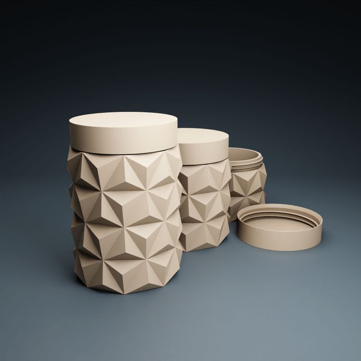 3D Printable Set of 3 Storage Boxes with Screw Caps - 3D Printing STL ...