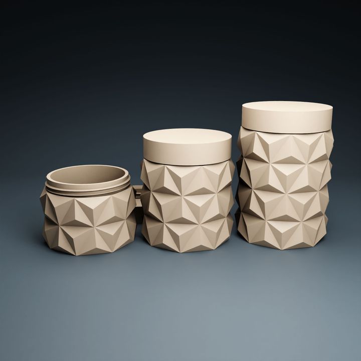 3D Printable Set of 3 Storage Boxes with Screw Caps - 3D Printing STL ...