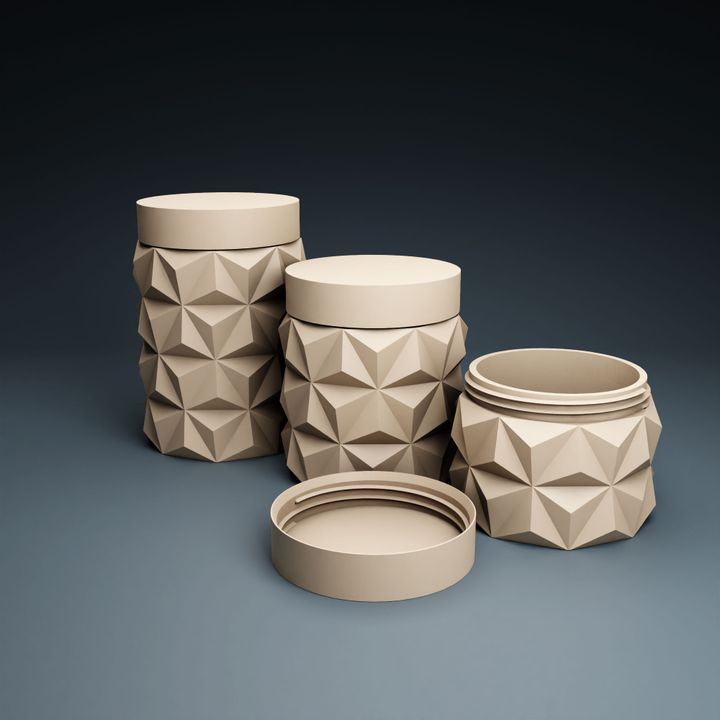 3D Printable Set of 3 Storage Boxes with Screw Caps - 3D Printing STL ...
