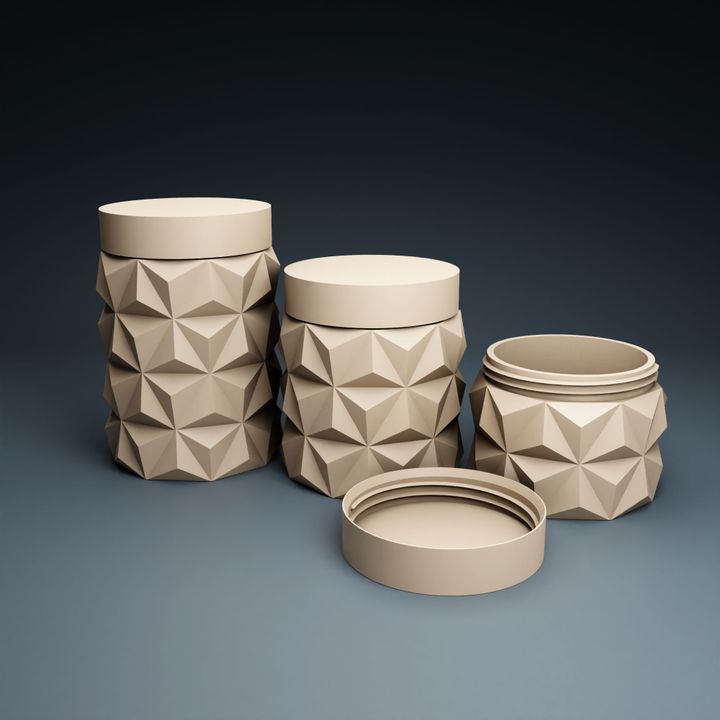 3D Printable Set of 3 Storage Boxes with Screw Caps - 3D Printing STL ...