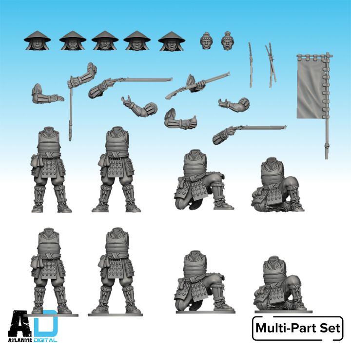 3D Printable Ashigaru with Tanegashima by Wargames Atlantic