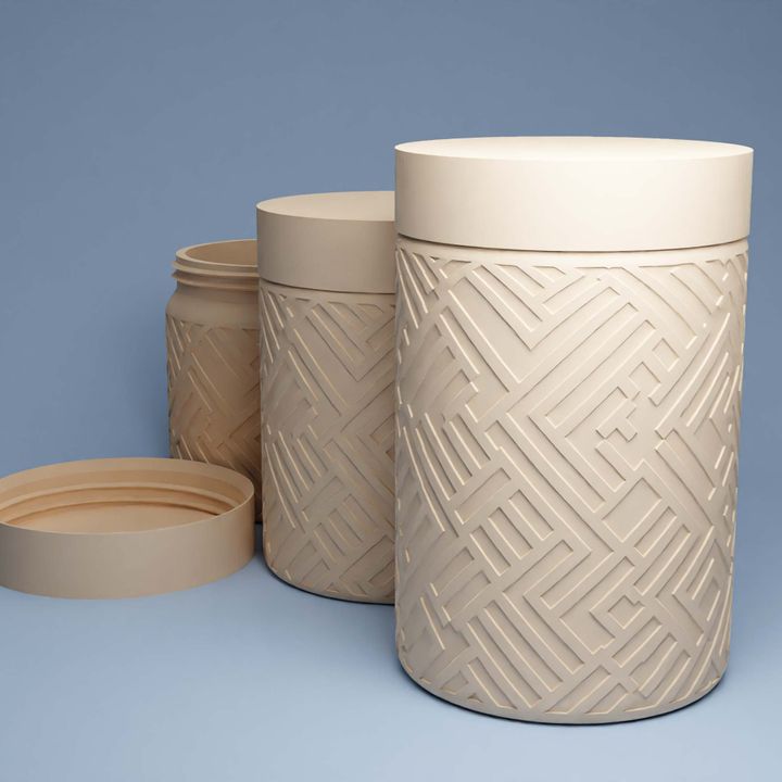 3D Printable Set of 3 Storage Boxes with Screw Caps - 3D Printing STL ...