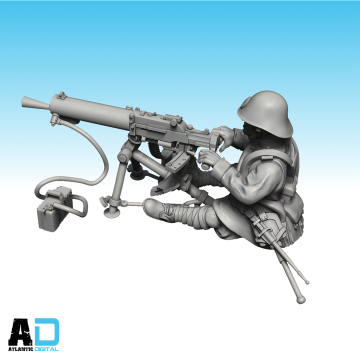 3D Printable Schwarzlose M.08 MMG with Dutch crew by Wargames Atlantic