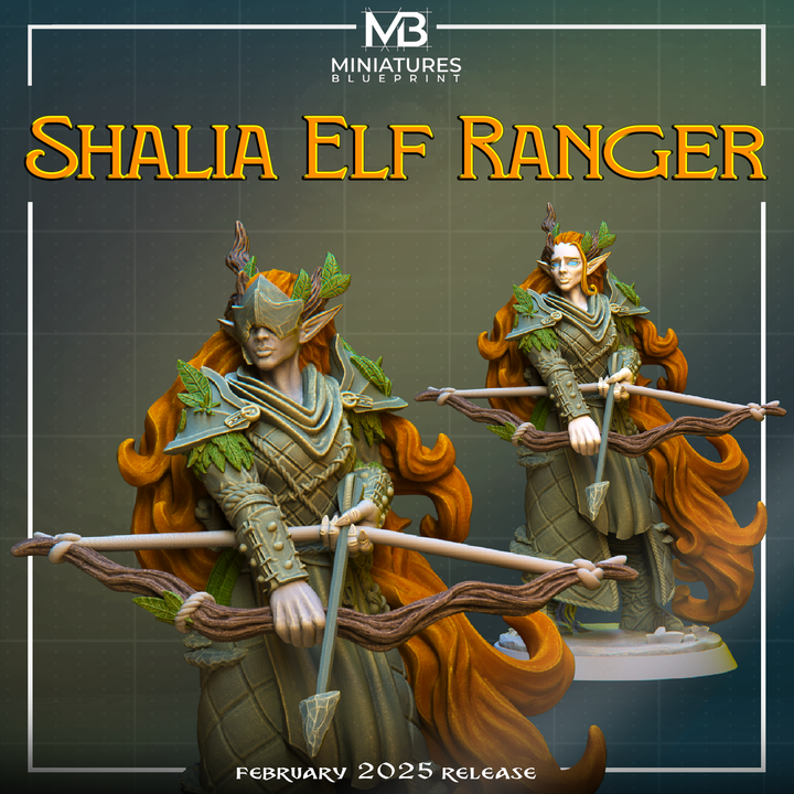 3D Printable Shalia Elf Ranger by Miniatures Blueprint