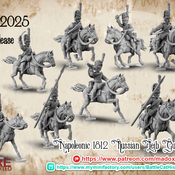 3D Printable 1812 Russian Leib guard cossaks by BattleCat Miniatures