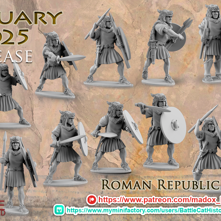 3D Printable Roman Republic Velites by BattleCat Miniatures