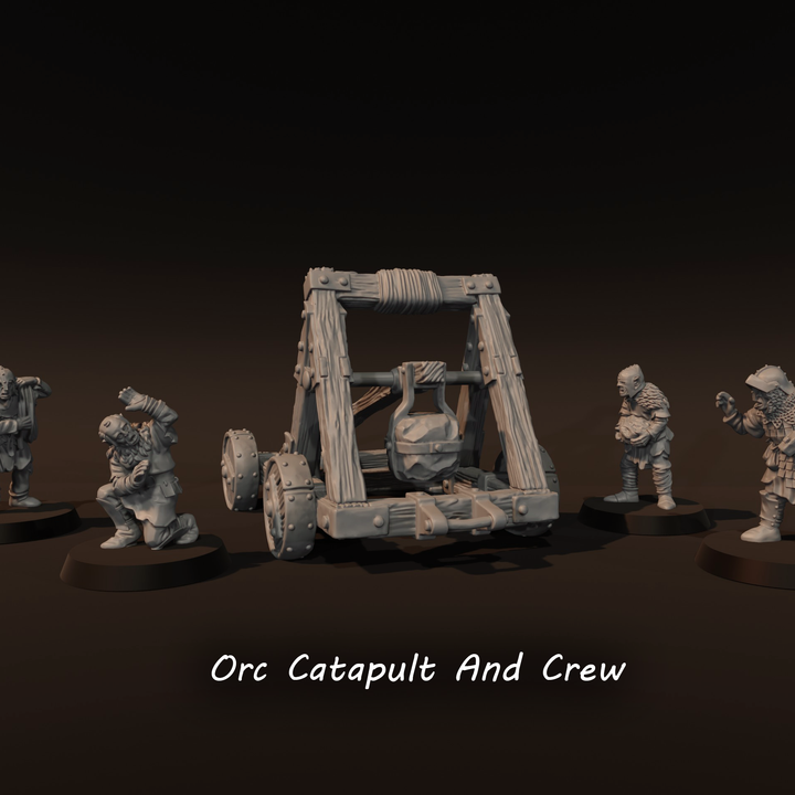 3D Printable Orc Catapult And Crew by Medbury Miniatures