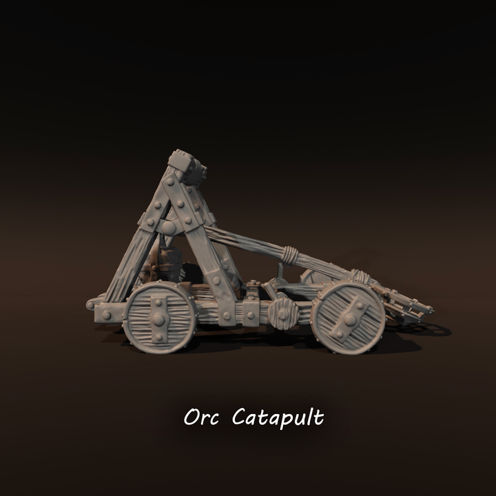 3D Printable Orc Catapult And Crew by Medbury Miniatures